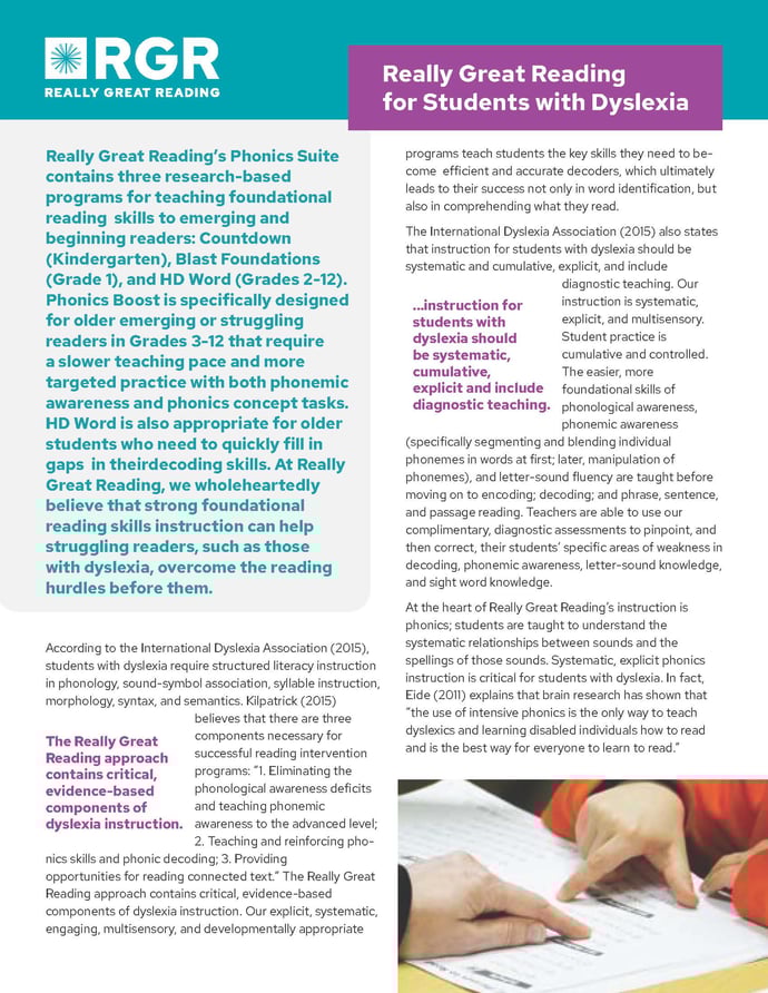 RGR's Approach for Students with Dyslexia Form