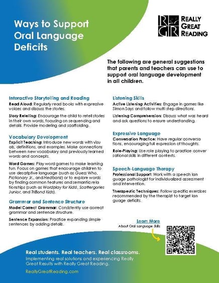 Six Ways to Support Oral Language Deficits Form